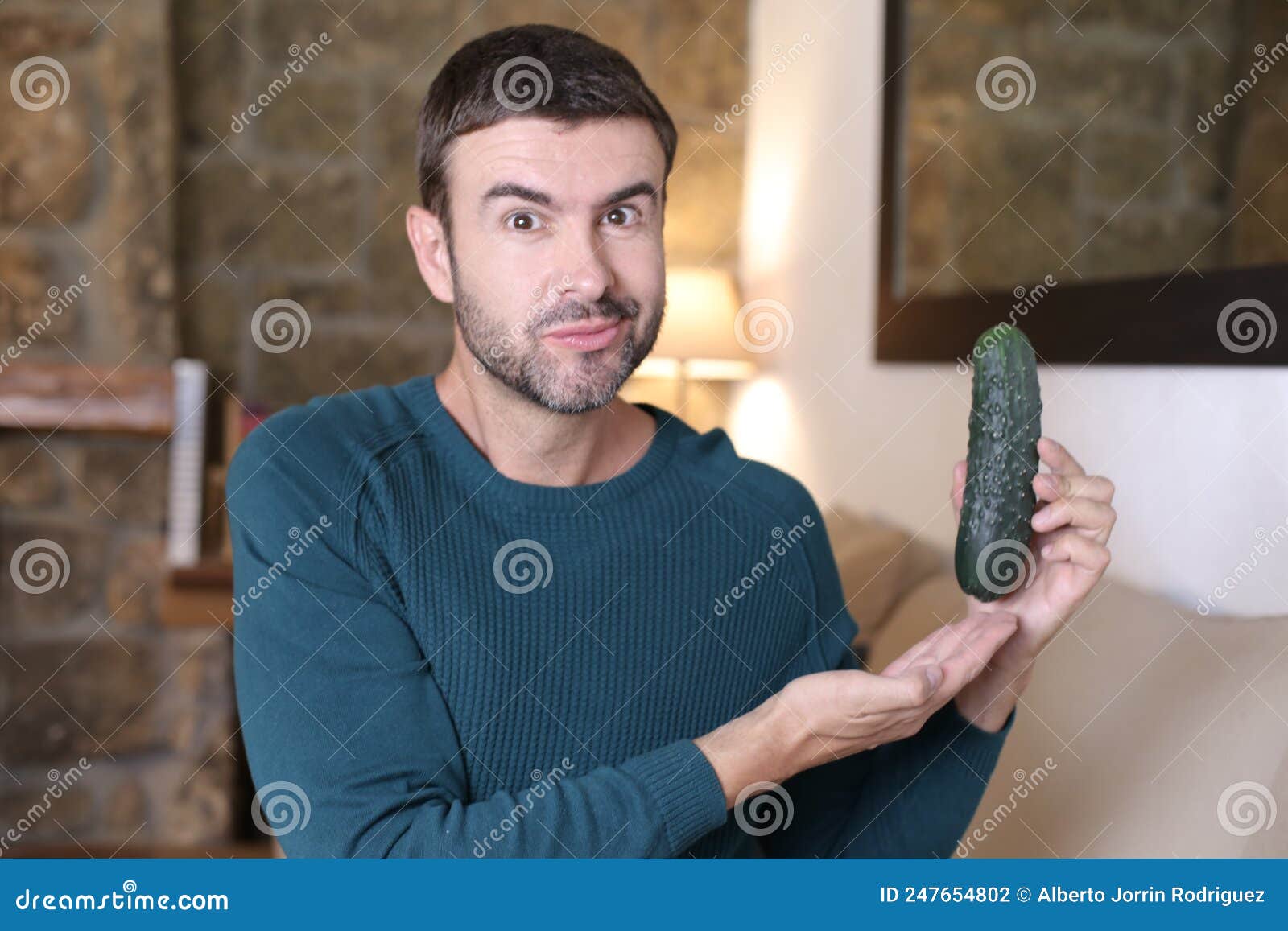 Man Holding a Large Cucumber Stock Photo - Image of andrology ...