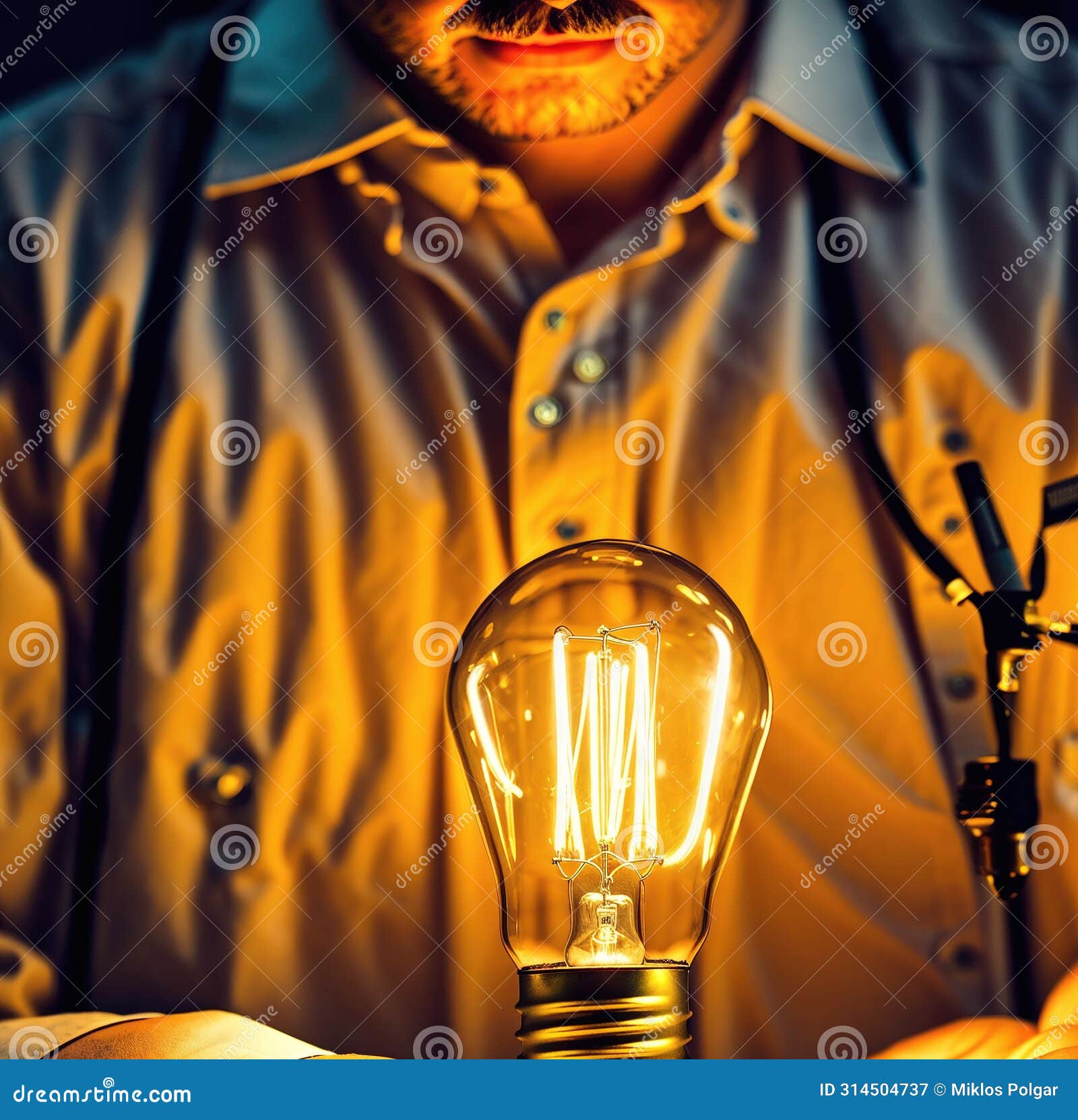 A Man Holding a Light Bulb in His Hand. Stock Image - Image of grip ...