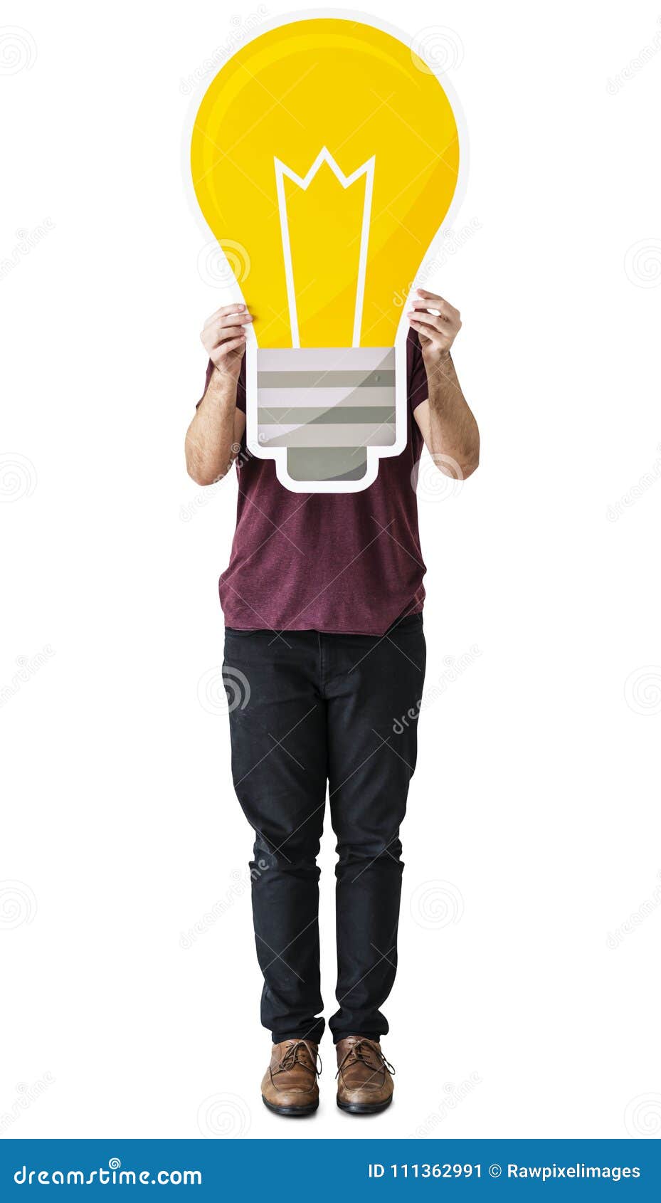 Man Holding Light Bulb Icon Stock Image - Image of standing ...