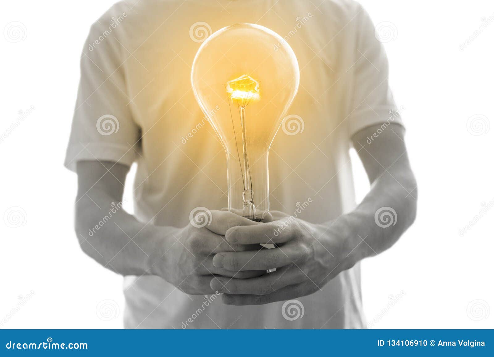 Man Holding a Light Bulb - New Idea Concept Stock Photo - Image of icon ...