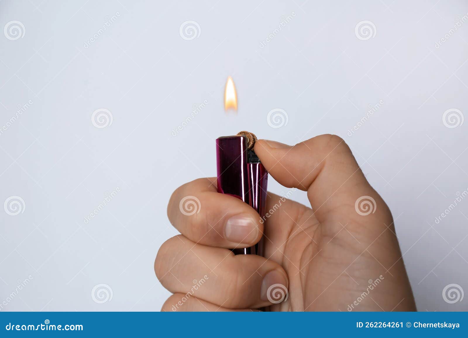 Man Holding Lighter on White Background, Closeup Stock Image - Image of ...