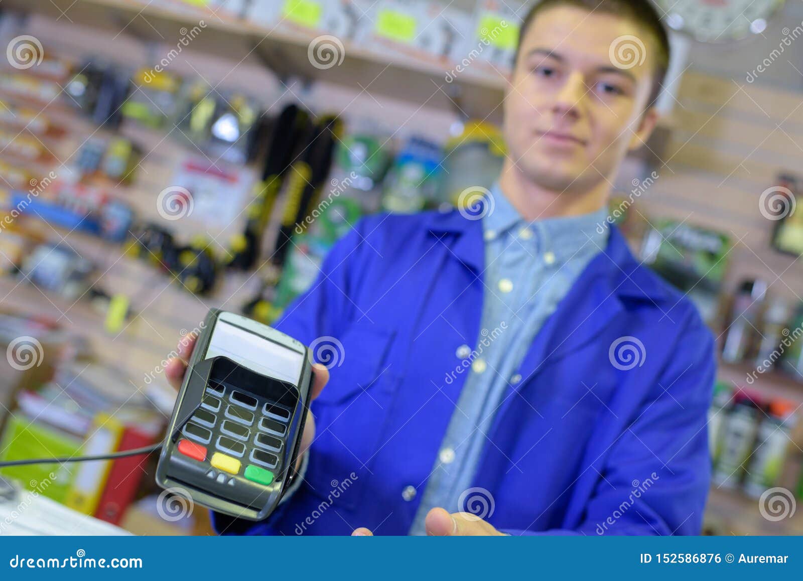 Man Holding Machine for Card Code Stock Photo - Image of smile, device ...