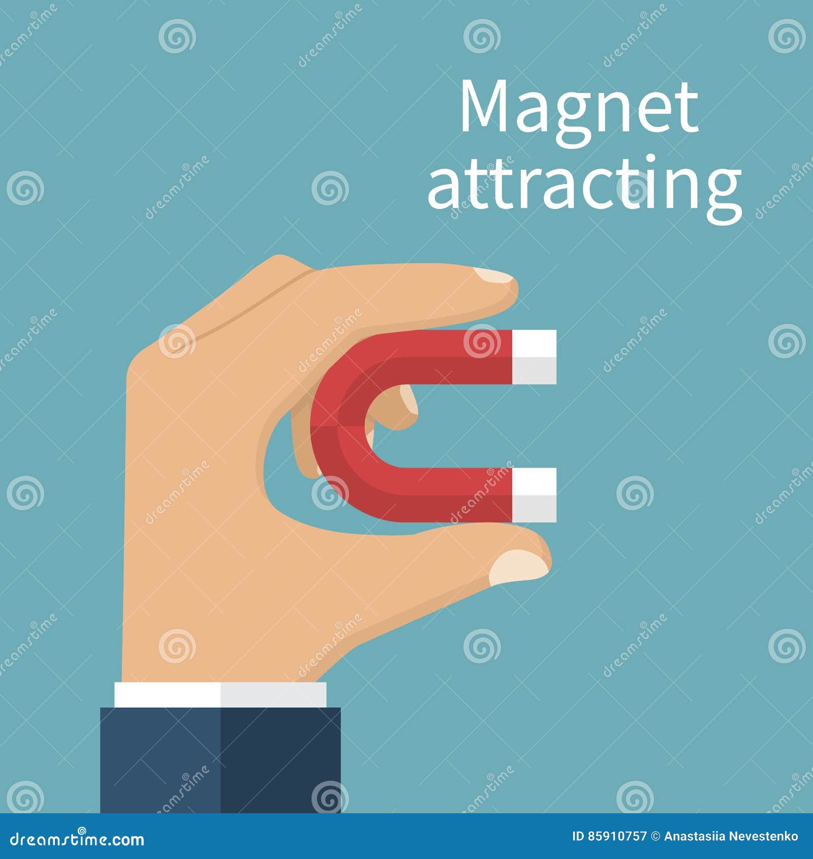 Man holding magnet in hand stock vector. Illustration of flat - 85910757