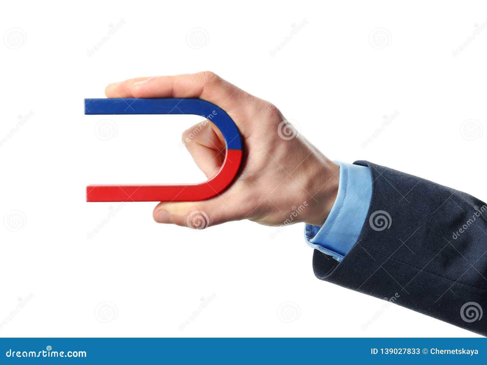 Man Holding Magnet on White Background Stock Image - Image of hand ...