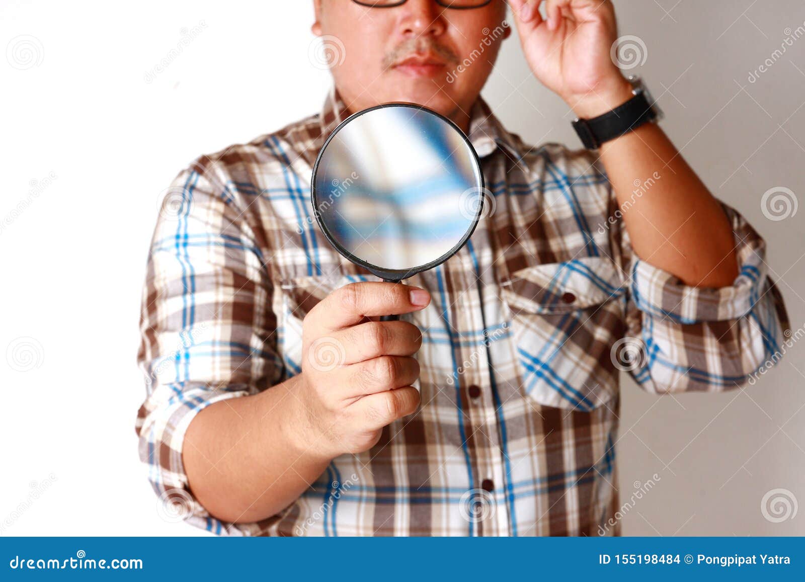 A Man with a Magnifying Glass Stock Photo - Image of discovery, face ...
