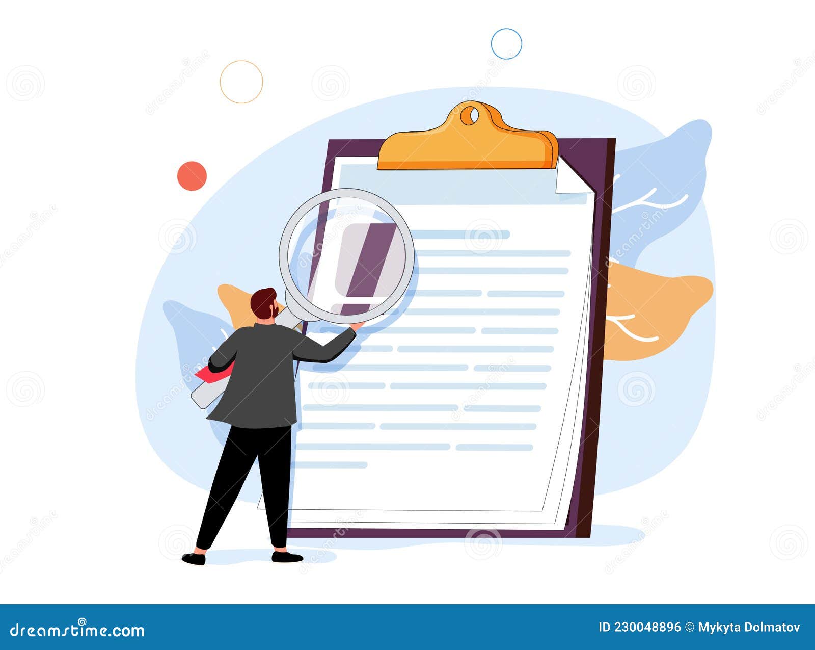 Man Holding Magnifying Glass and Examining Document. Concept of ...