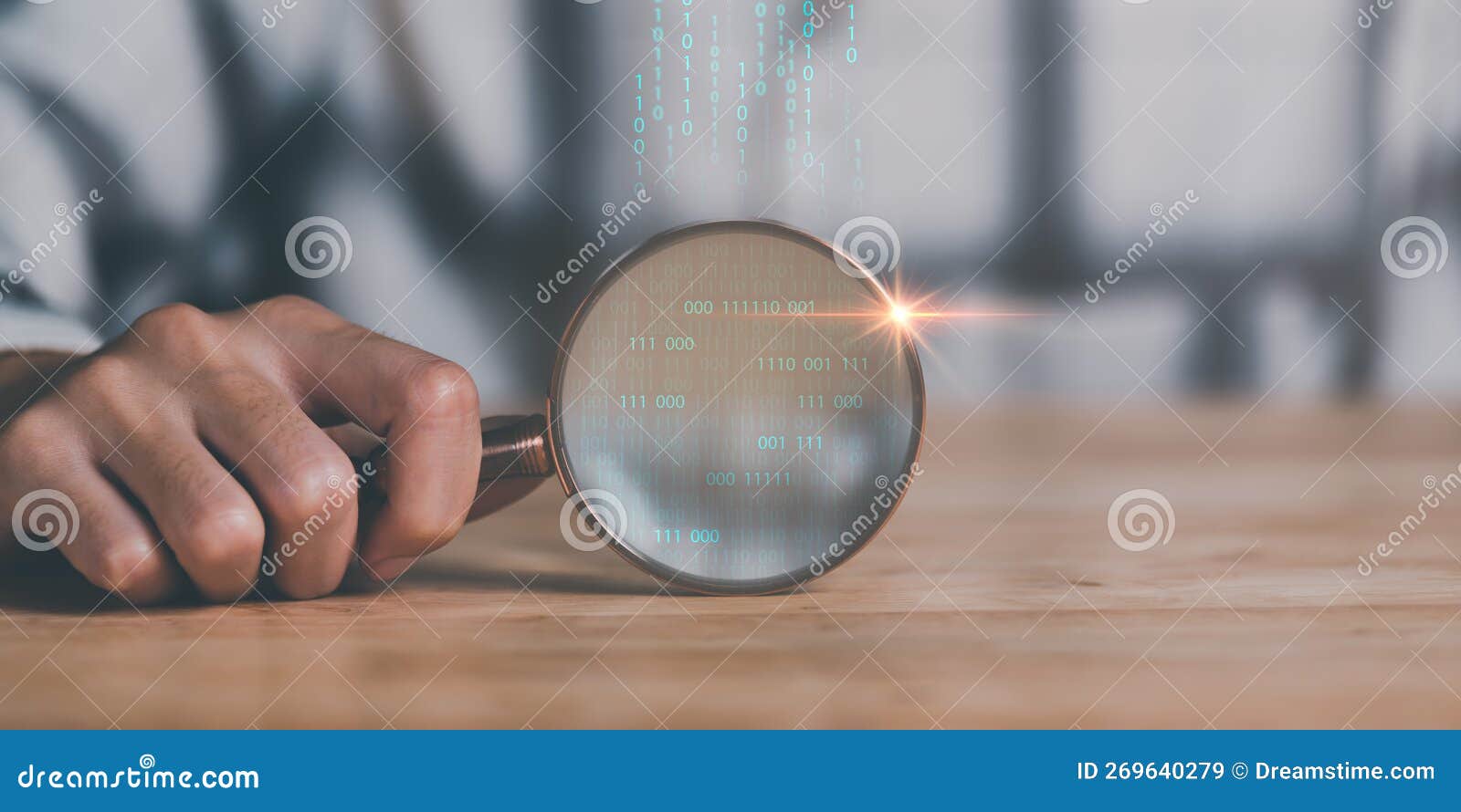 Man Holding a Magnifying Glass, Searching and Browsing the Internet ...