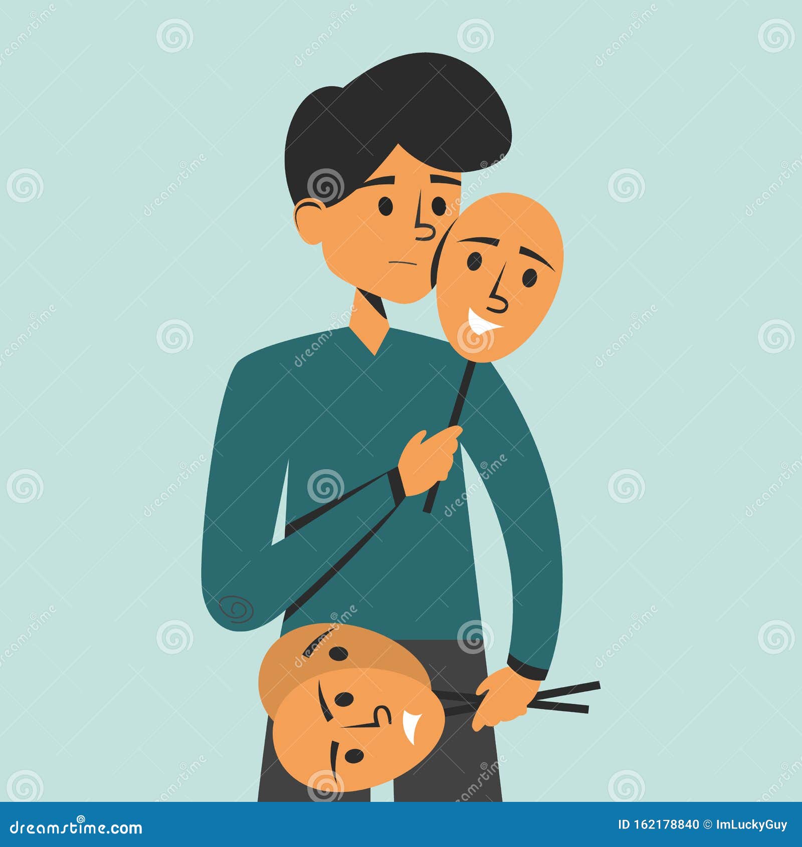 Fake Emotions Isometric Composition Cartoon Vector