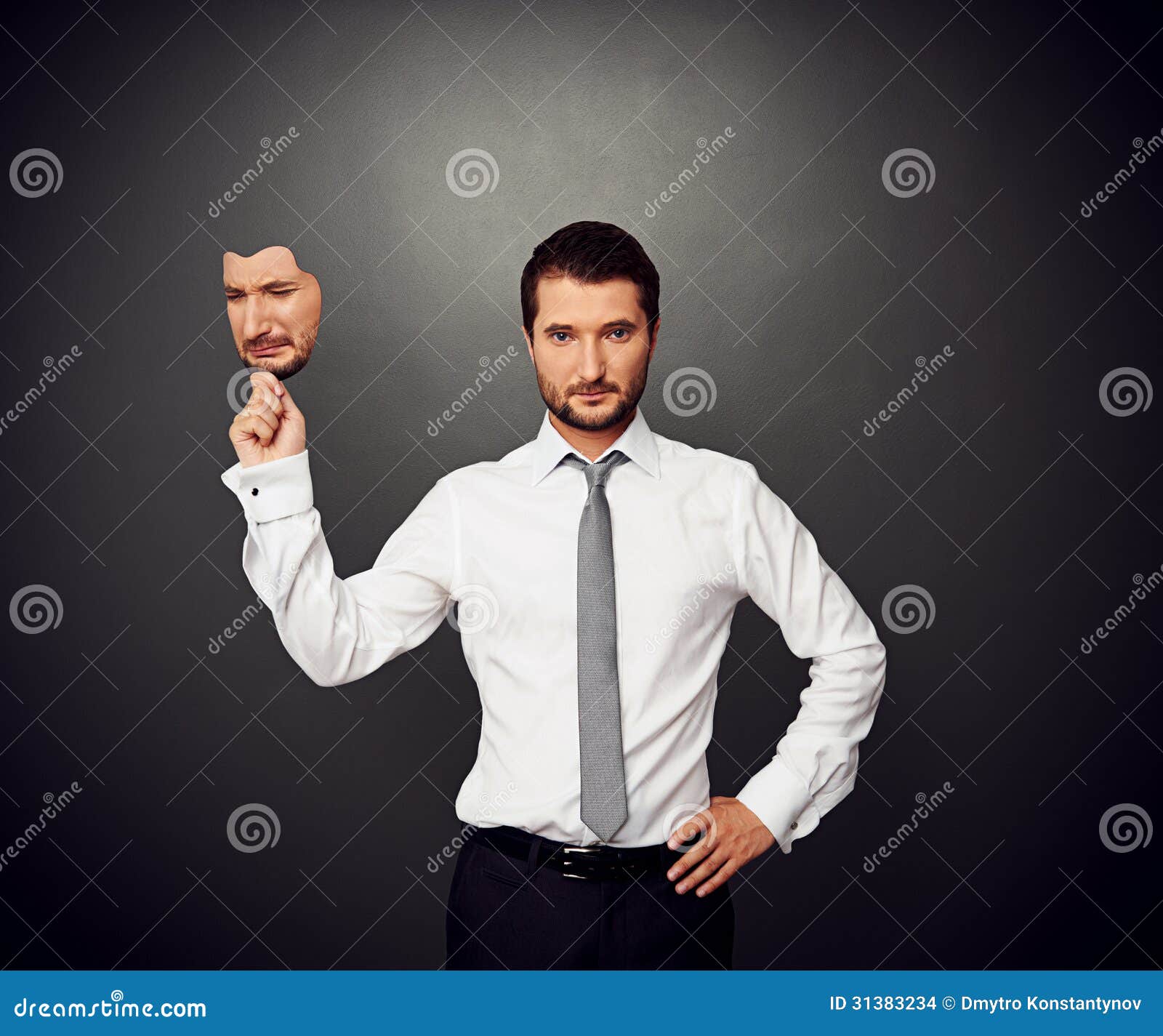 Man Holding Mask with Crying Face Stock Photo - Image of weep, disguise ...