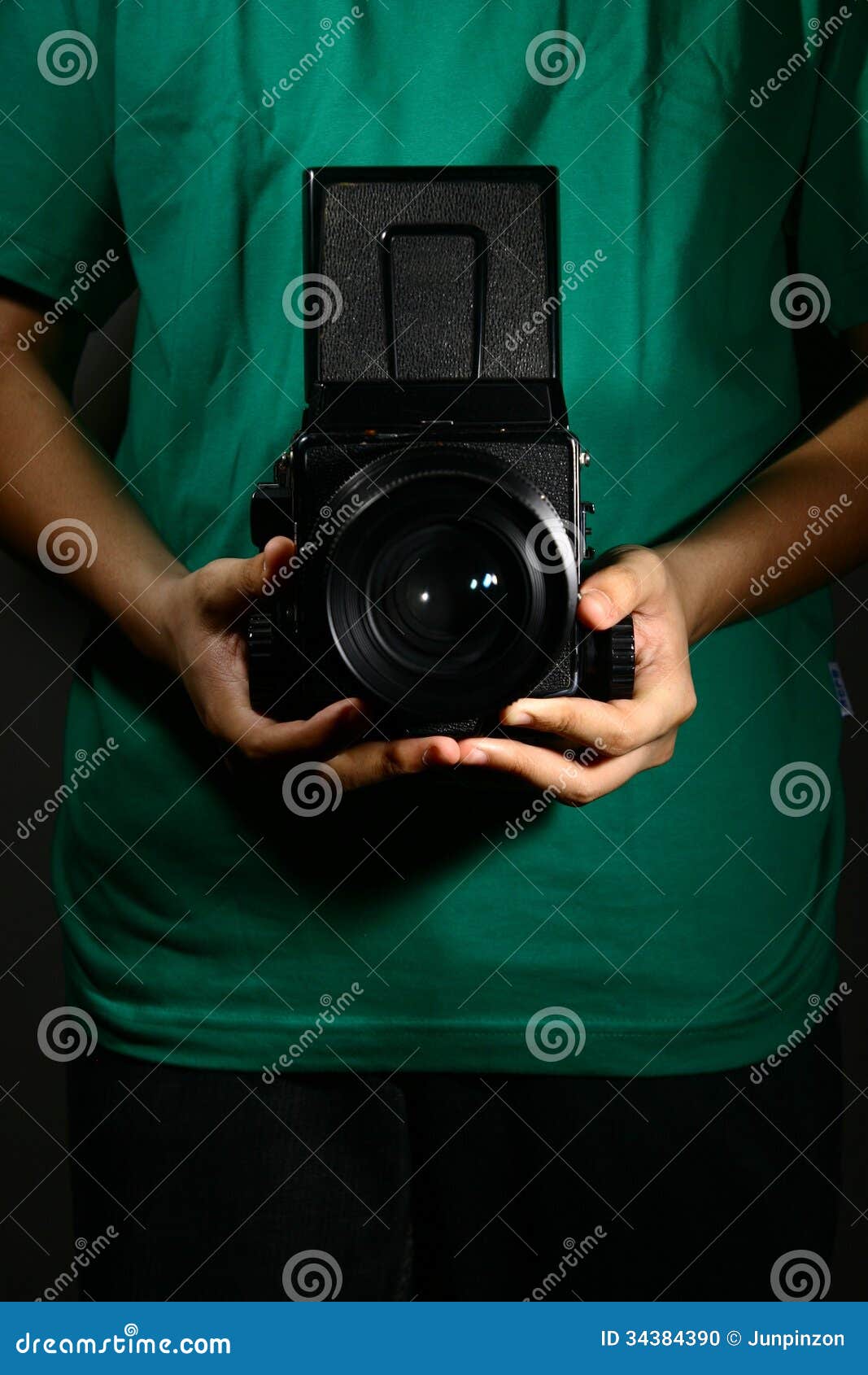 Man Holding a Medium Format Film Camera Stock Photo - Image of green ...