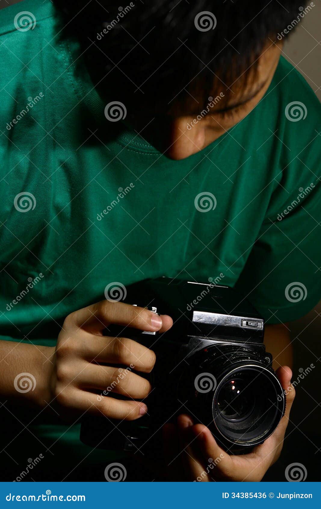 Man Holding a Medium Format Film Camera Stock Photo - Image of view ...