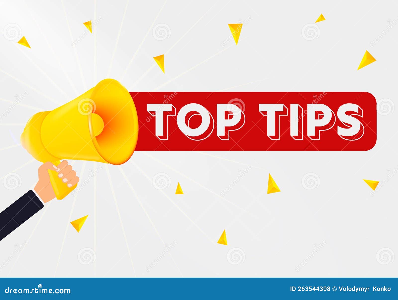 Man Holding Megaphone and Word Top Tips Near Chalkboard. Asking for ...