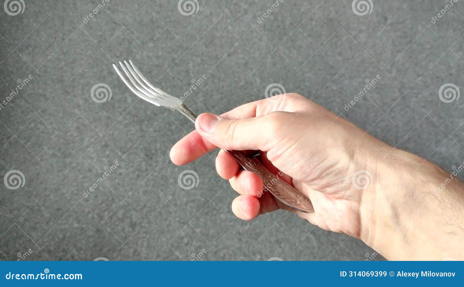 Man Holding a Metal Fork in His Hand Stock Image - Image of hunger ...