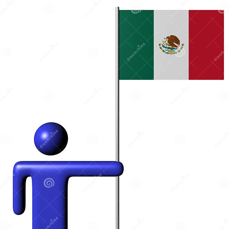 Man holding Mexican flag stock illustration. Illustration of pride ...
