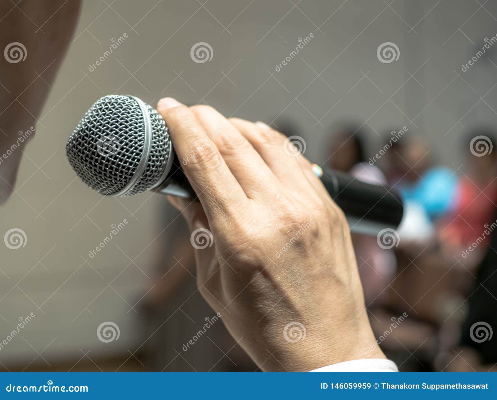 Man Holding Microphone in the Hand, Speaker at Conference Stock Image ...