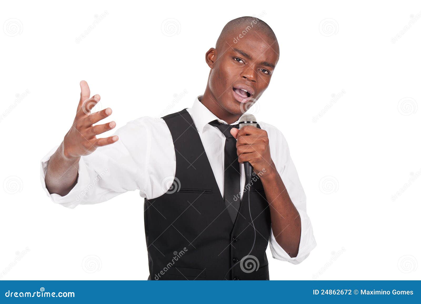 Man Holding a Microphone and Singing Stock Photo - Image of happiness ...
