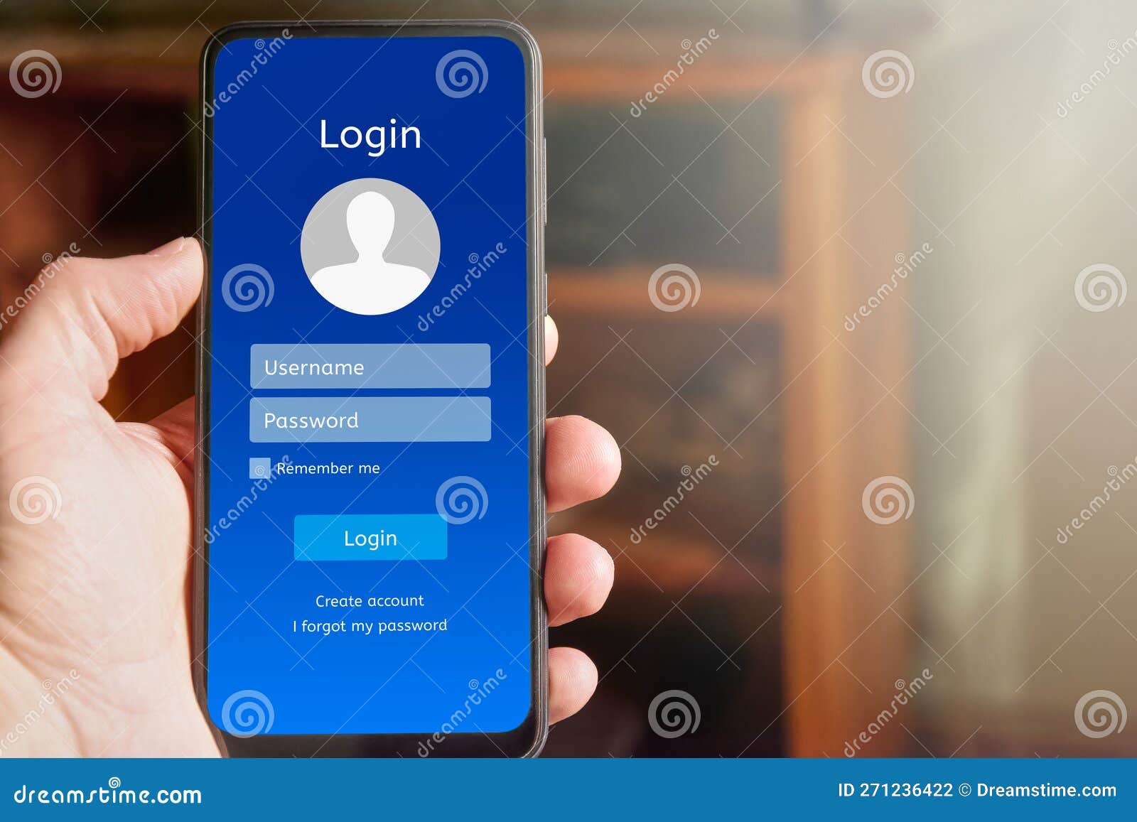 Man Man Holding Mobile Phone Showing Login Interface on Mobile Phone ...