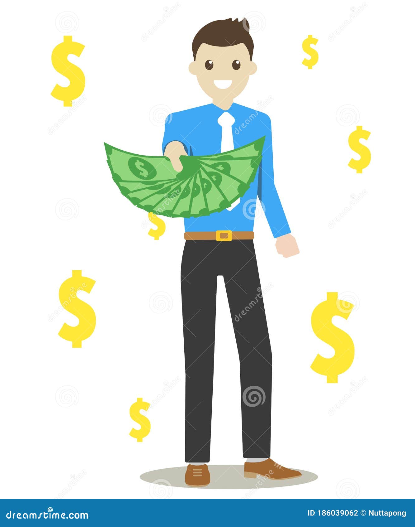 Man Holding Money Banknotes Stock Vector - Illustration of cash ...