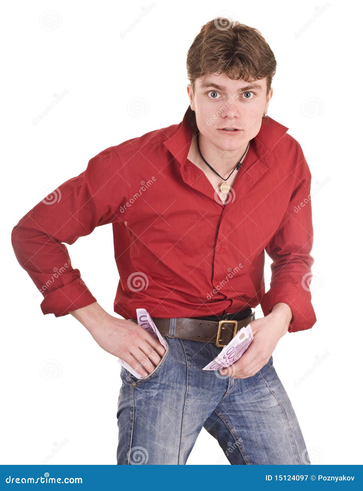 Man Holding Money Isolated on White. Stock Image - Image of cash ...