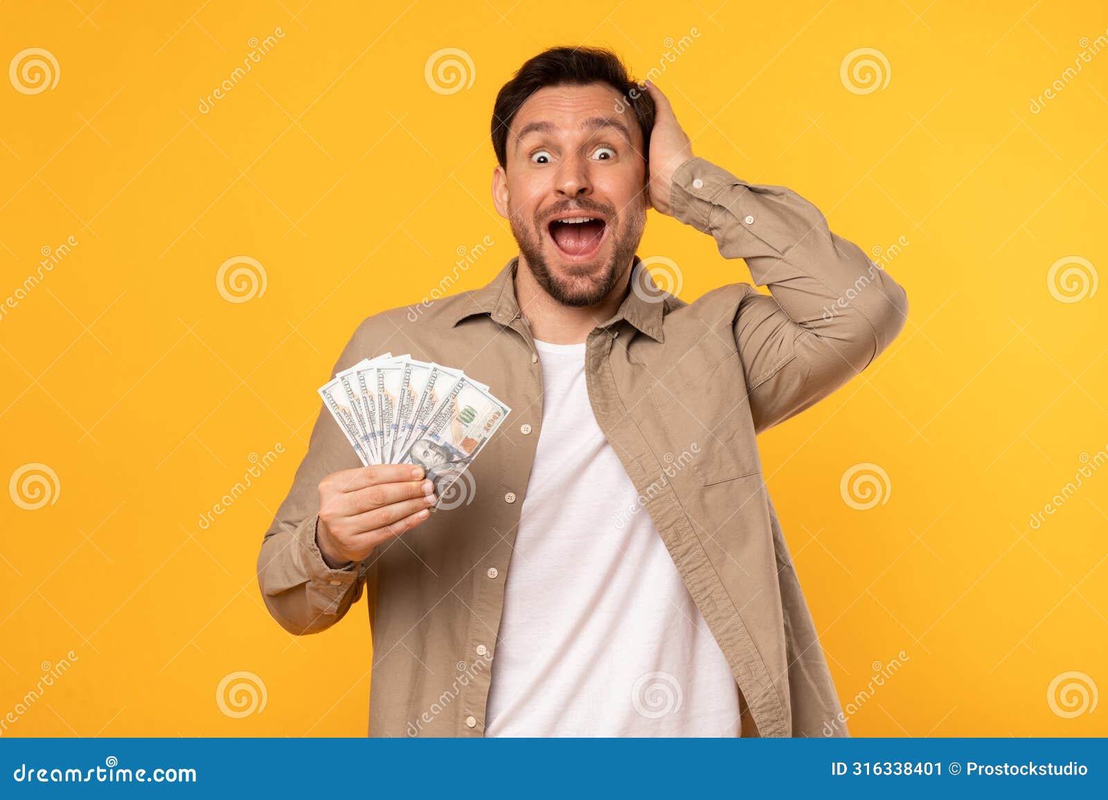 Man Holding Money and Making a Funny Face Stock Image - Image of grin ...
