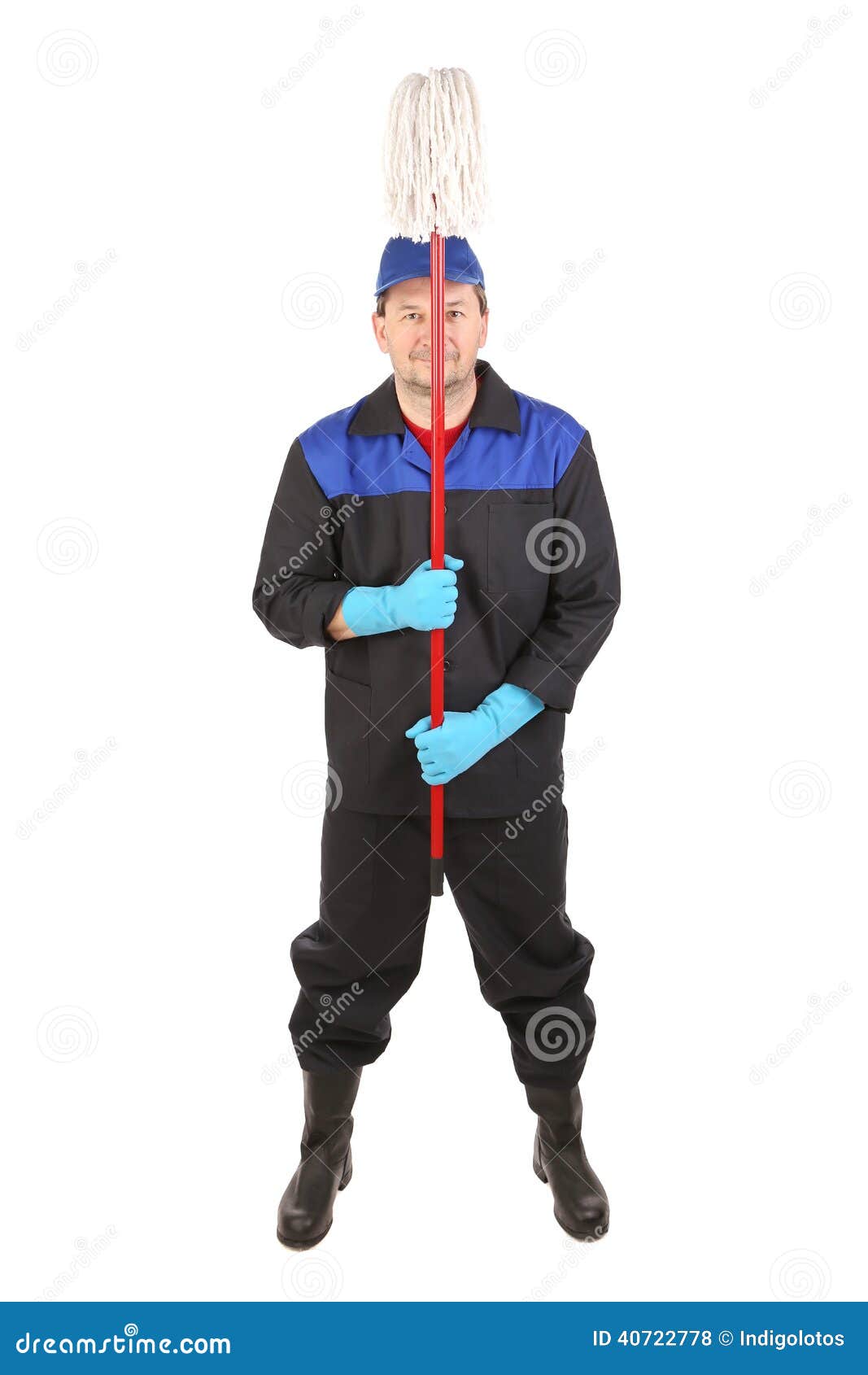 Man holding mop. stock photo. Image of mopping, handsome - 40722778