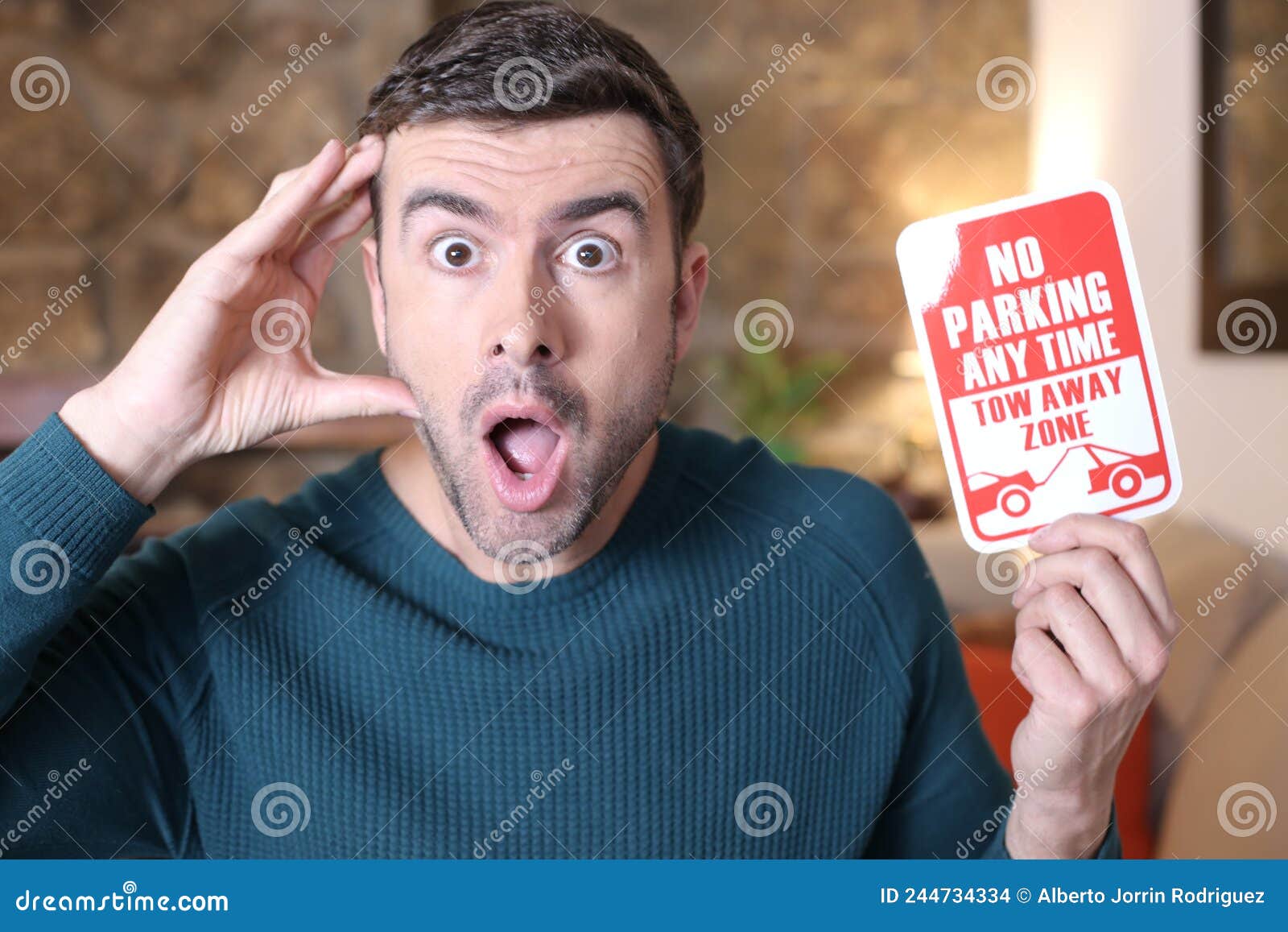 Man Holding No Parking Sign Stock Photo - Image of advising, letters ...
