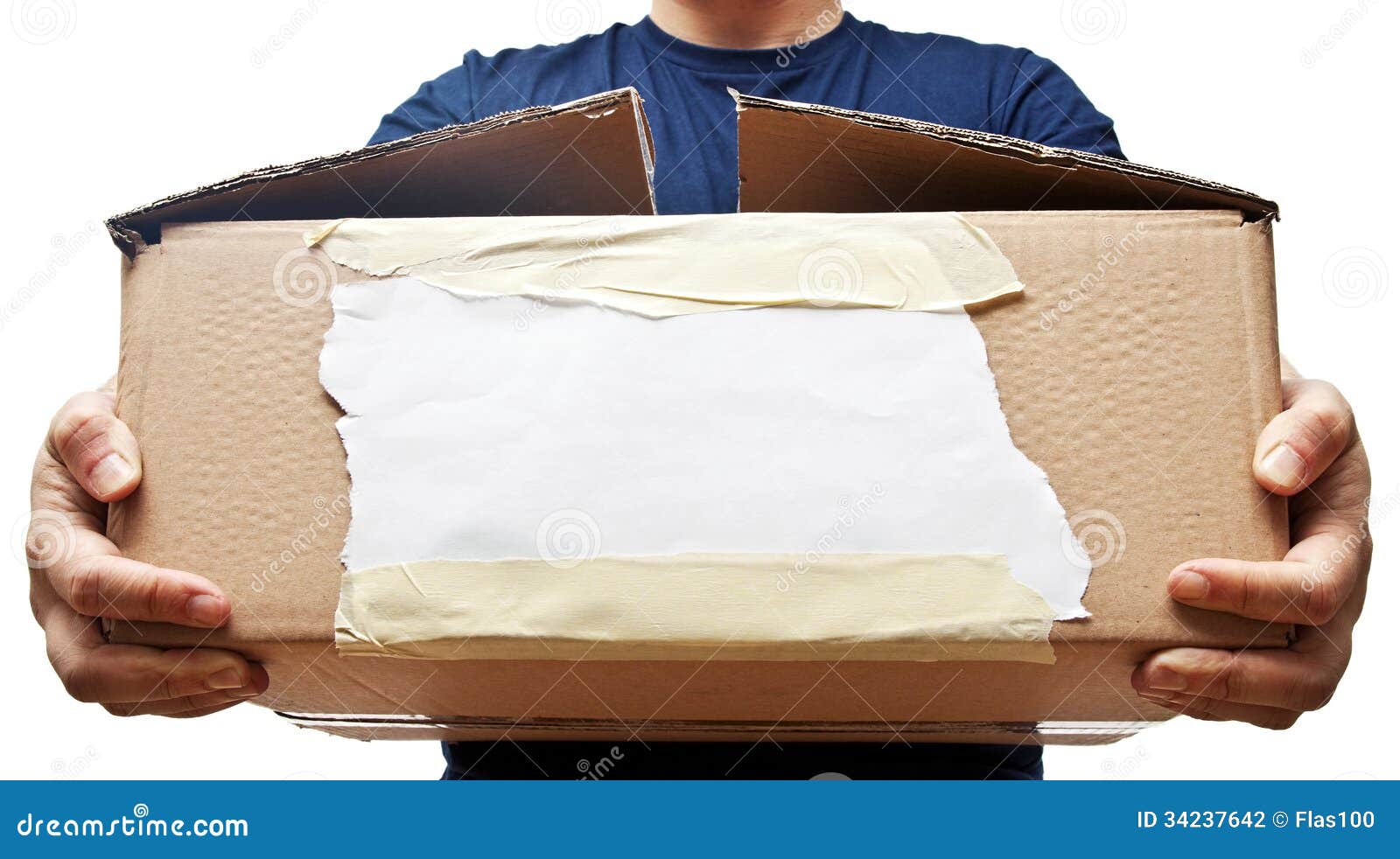 Man holding old paper box stock photo. Image of crumple - 34237642