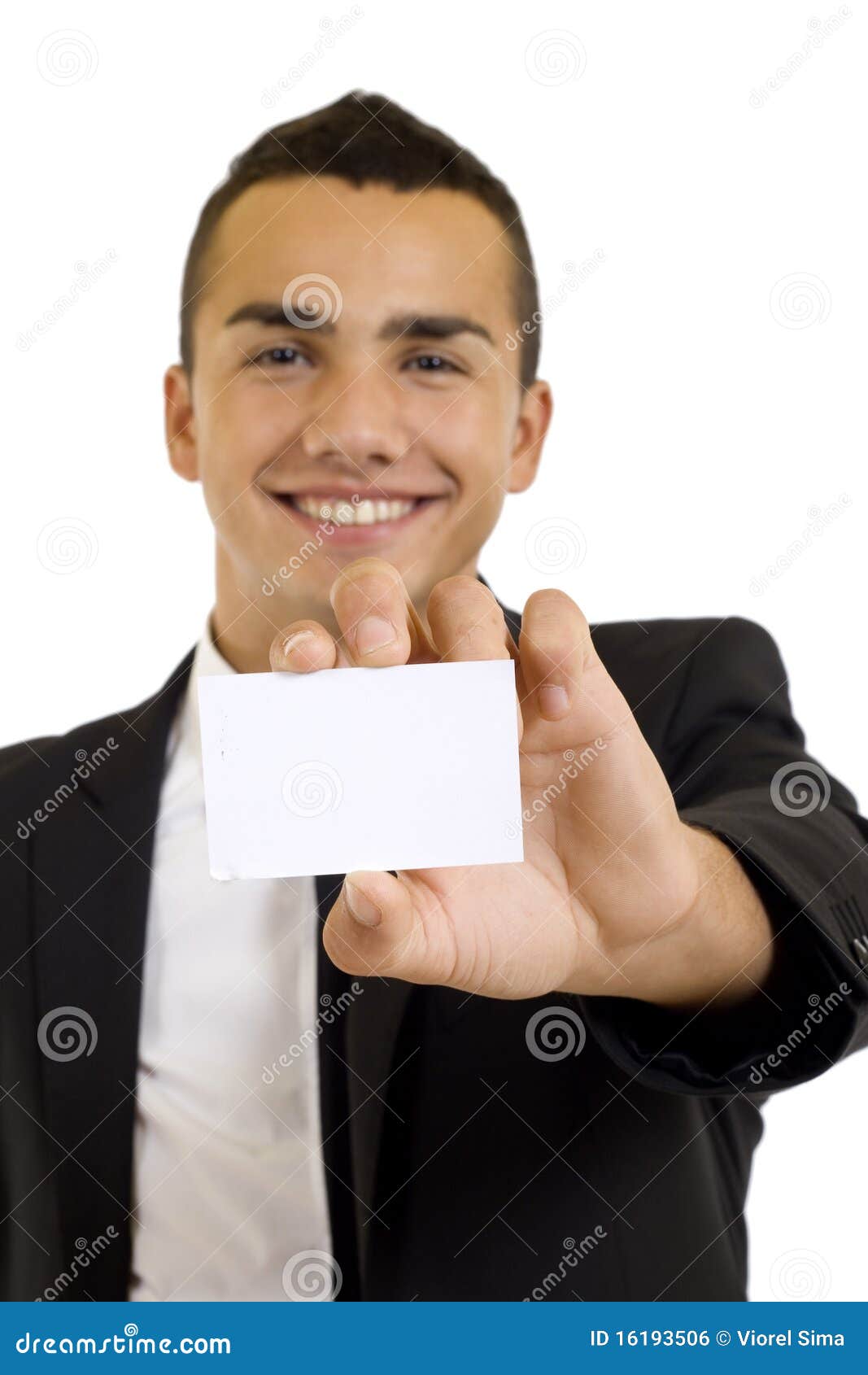 Man Holding Out a Blank Card Stock Photo - Image of success, salesman ...