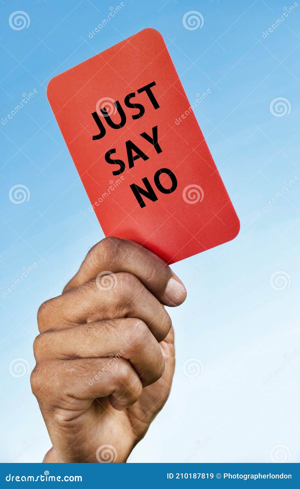 Man Holding Out a Just Say No Red Card Stock Image - Image of message ...