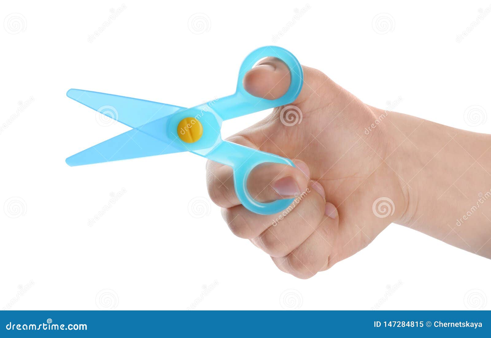 Man Holding Pair of Kid Scissors Isolated on White Stock Image - Image ...