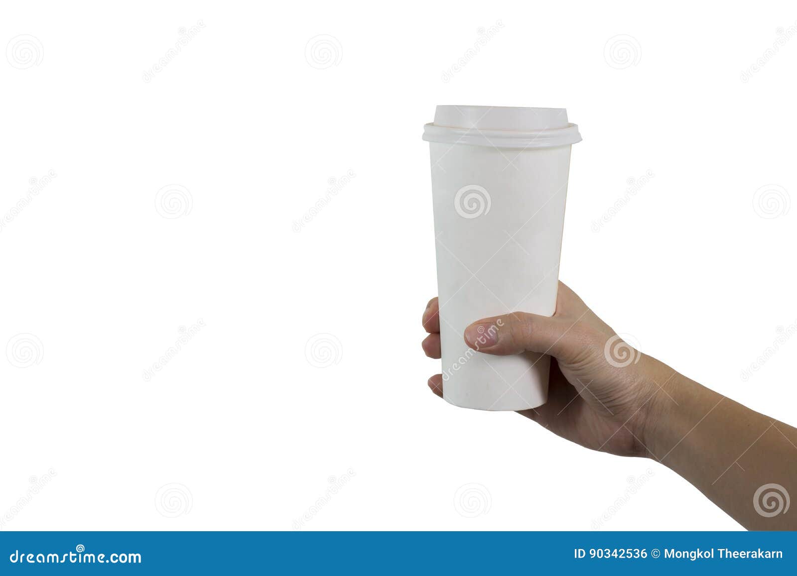 Man Holding Paper Coffee Cup on White Background Stock Photo - Image of ...