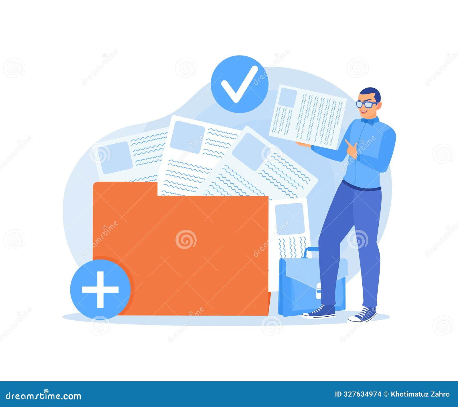 Man Holding Paper Document. Save Files in Large Folders. Storage ...