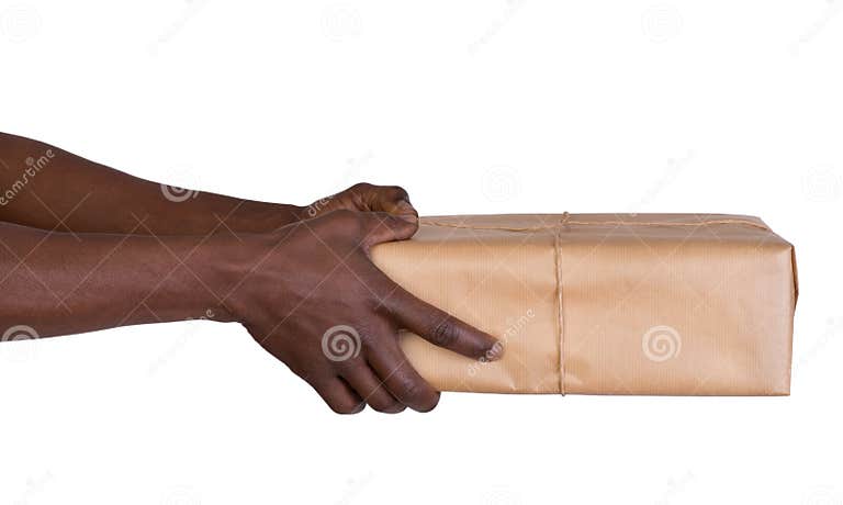 Man holding a parcel stock image. Image of isolated, wrapped - 45757475