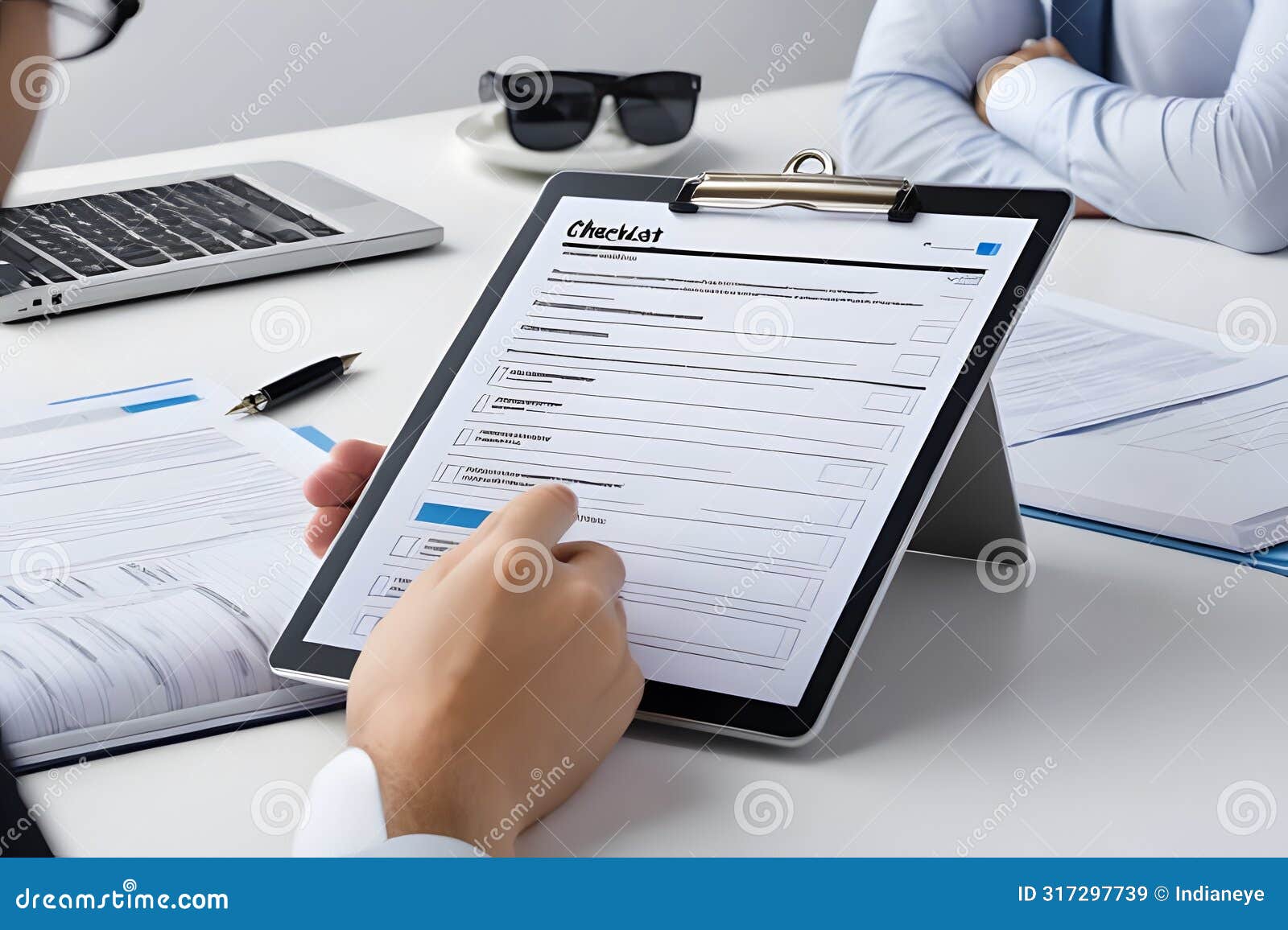 AI Generated - a Man Holding on a Piece of Paper of a Checklist Stock ...