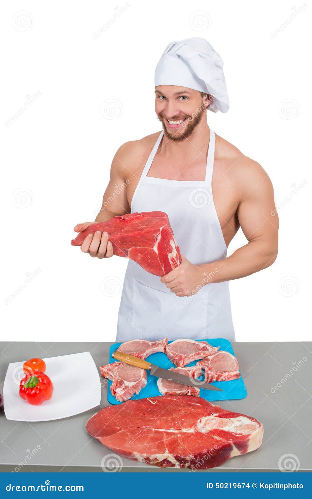 Man Holding a Piece of Raw Meat. Stock Photo - Image of beef ...