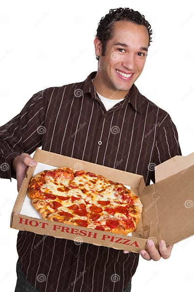 Man Holding Pizza stock image. Image of pepperoni, delivery - 13307651
