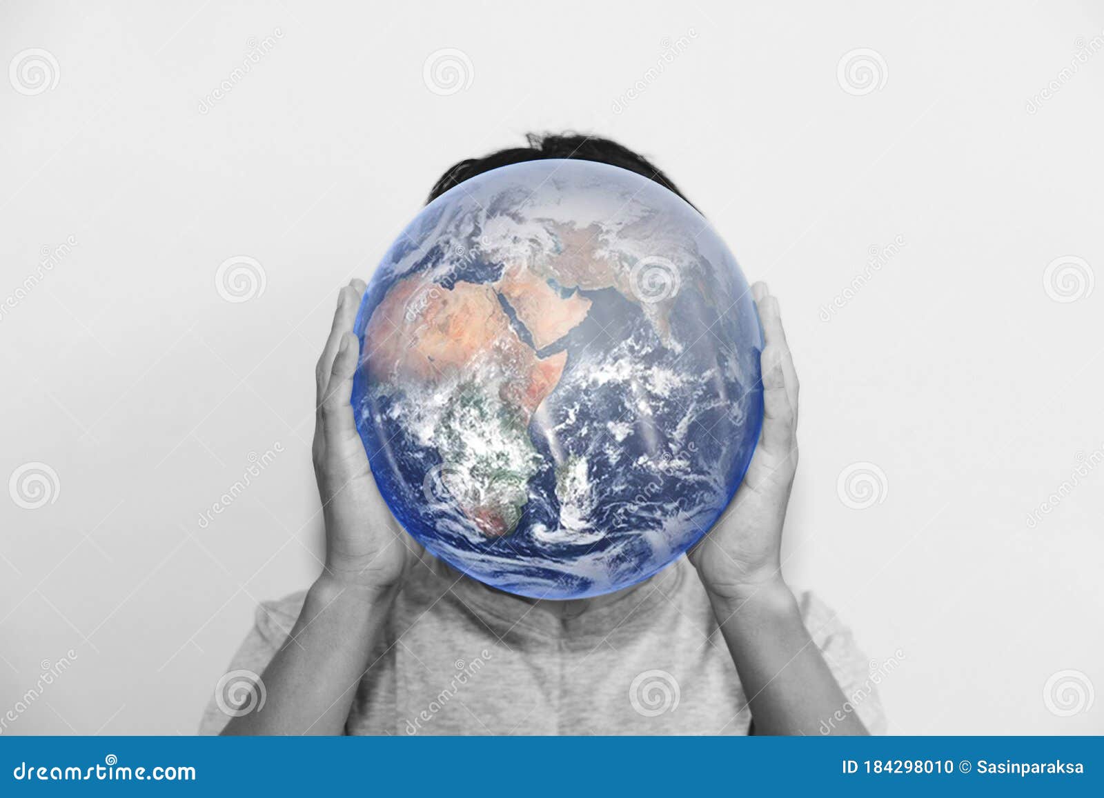 A Man Holding Planet Earth instead of Head. Element of this Image are ...