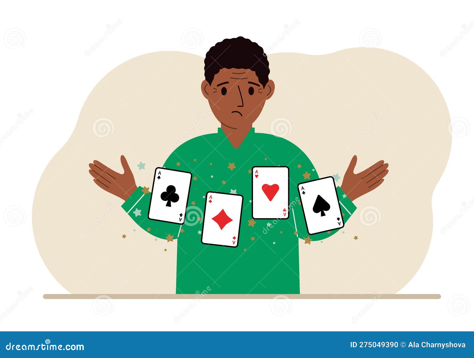 Man Holding Playing Cards Cards. Playing Combination of 4 Aces or Four ...