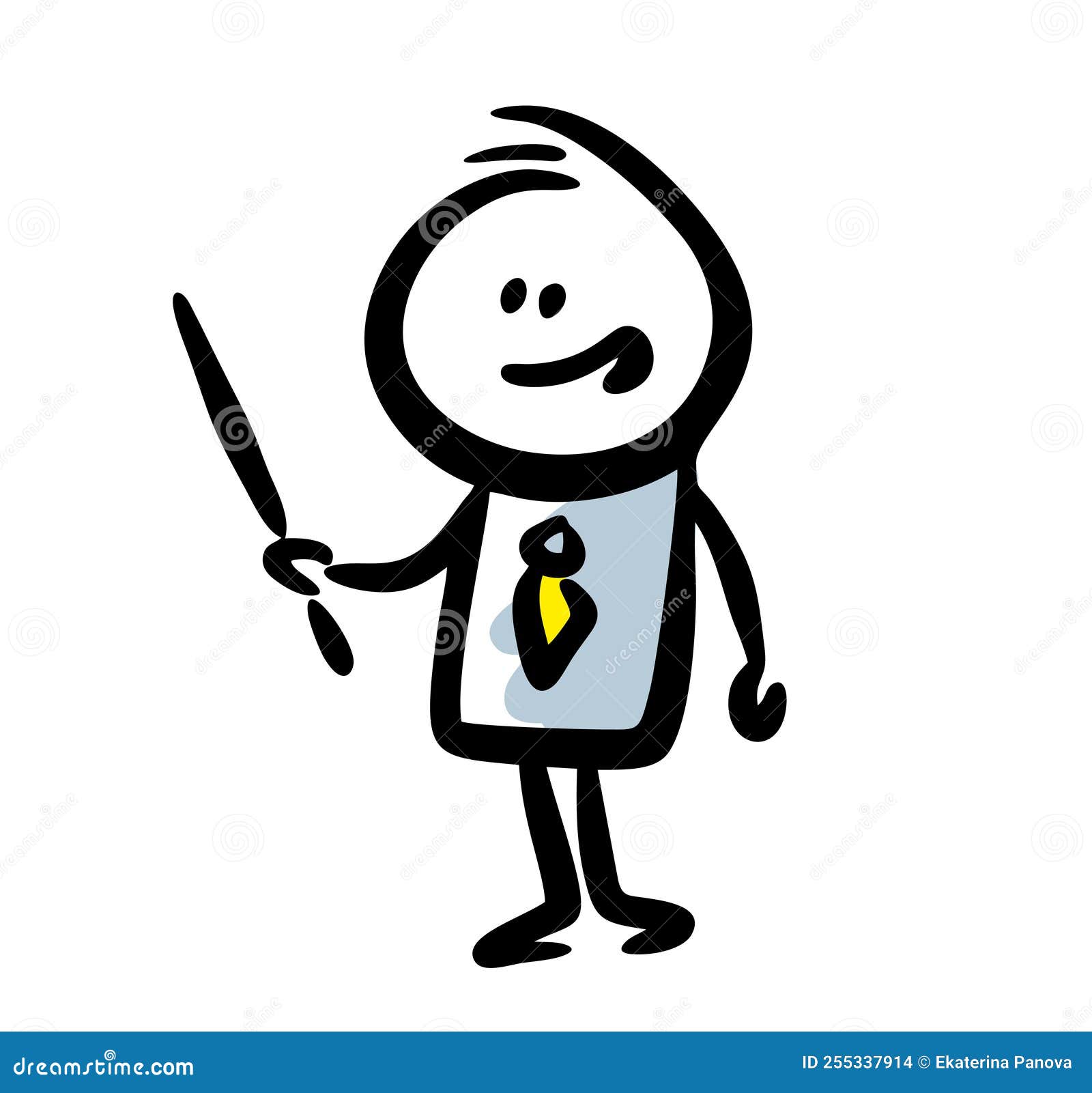 Man Holding Pointer Doodle Cartoon Illustration. Vector Art. Stock ...