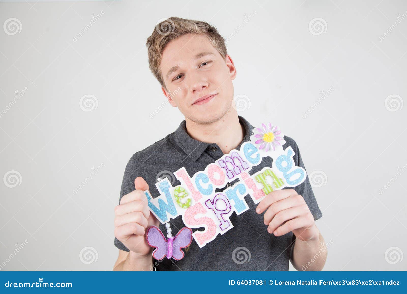 Man Holding a Poster Celebrating Spring Stock Image - Image of leisure ...