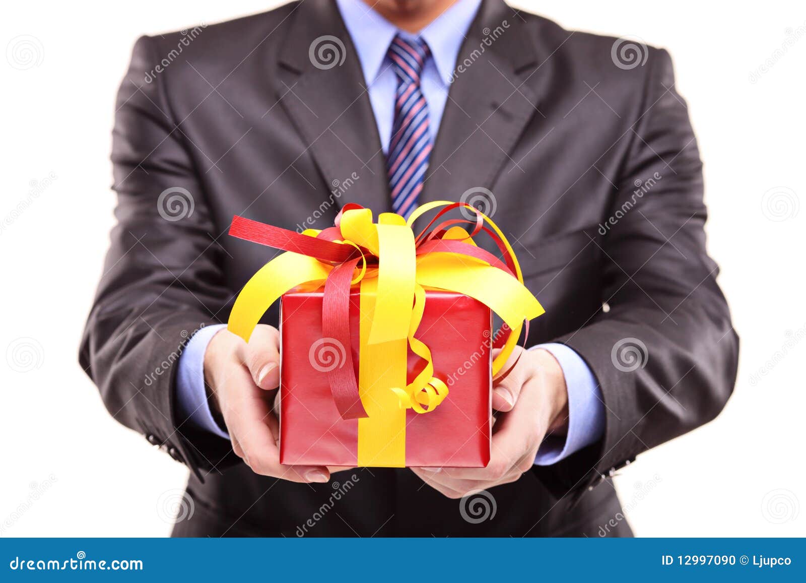 A Man Holding a Present for You Stock Photo - Image of paper, male ...