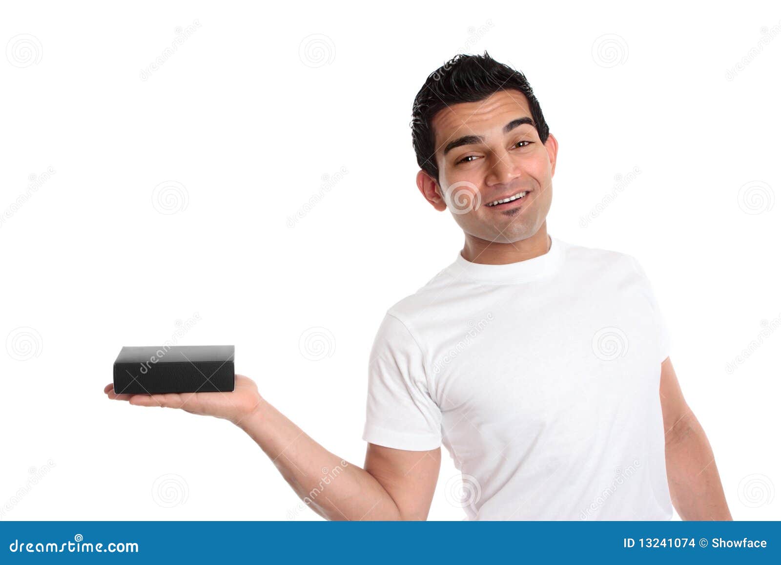 Man Holding a Product Merchandise in One Hand Stock Photo - Image of ...