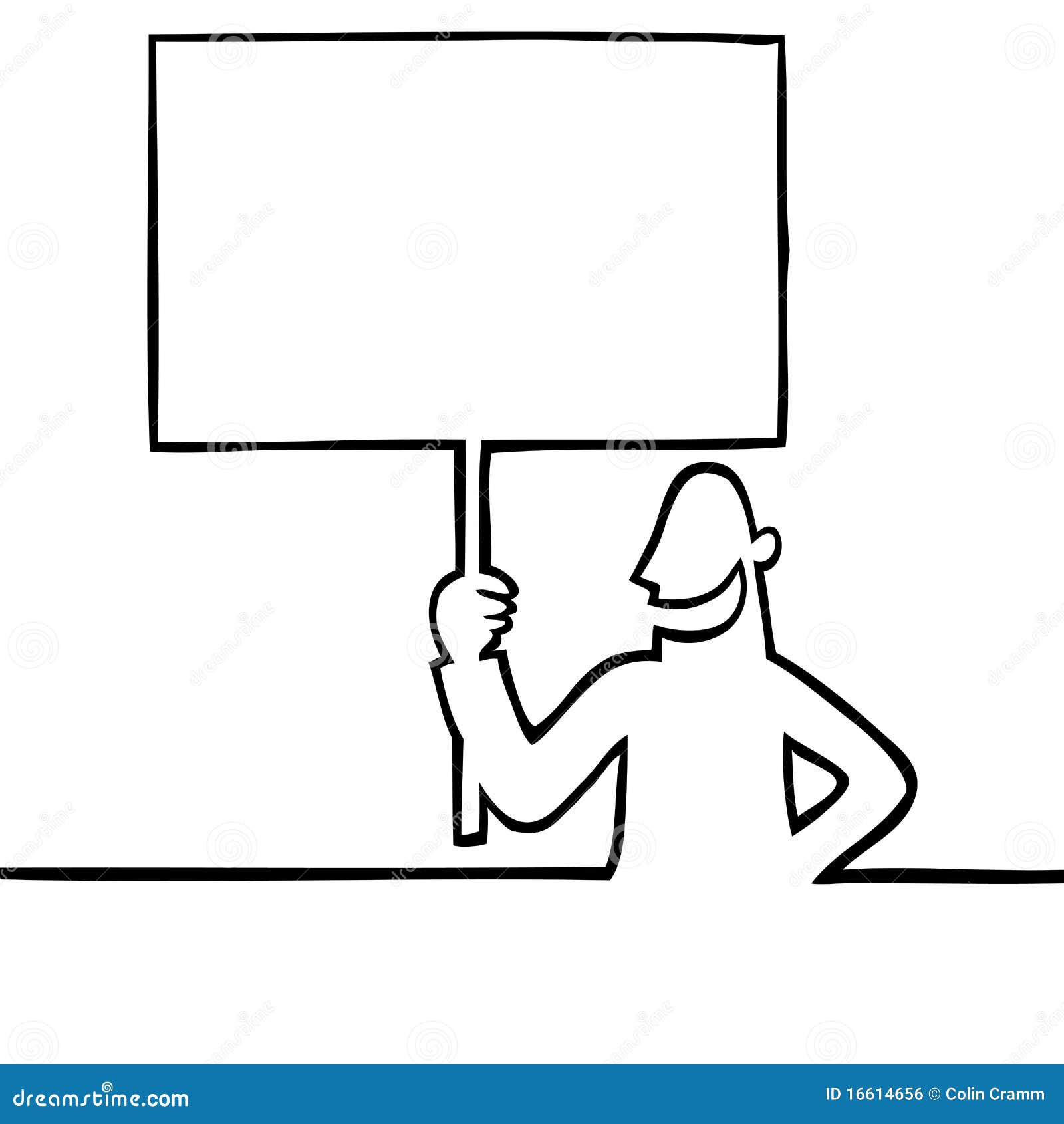 Man holding a protest sign stock vector. Illustration of drawing - 16614656