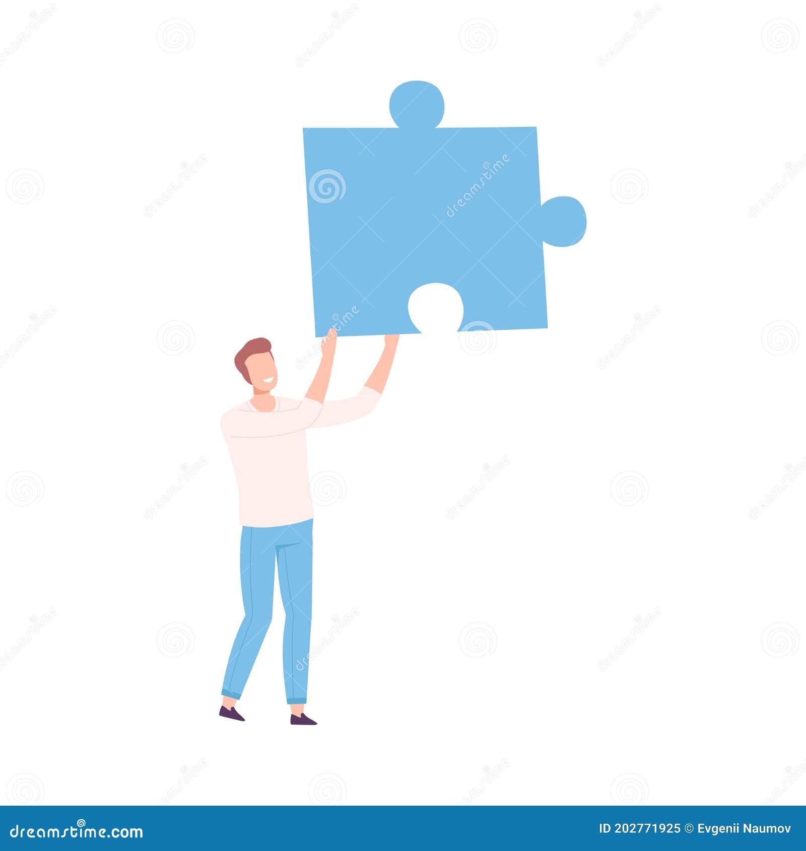 Man Holding Puzzle Element, Guy Holding Big Jigsaw Piece Assembling ...