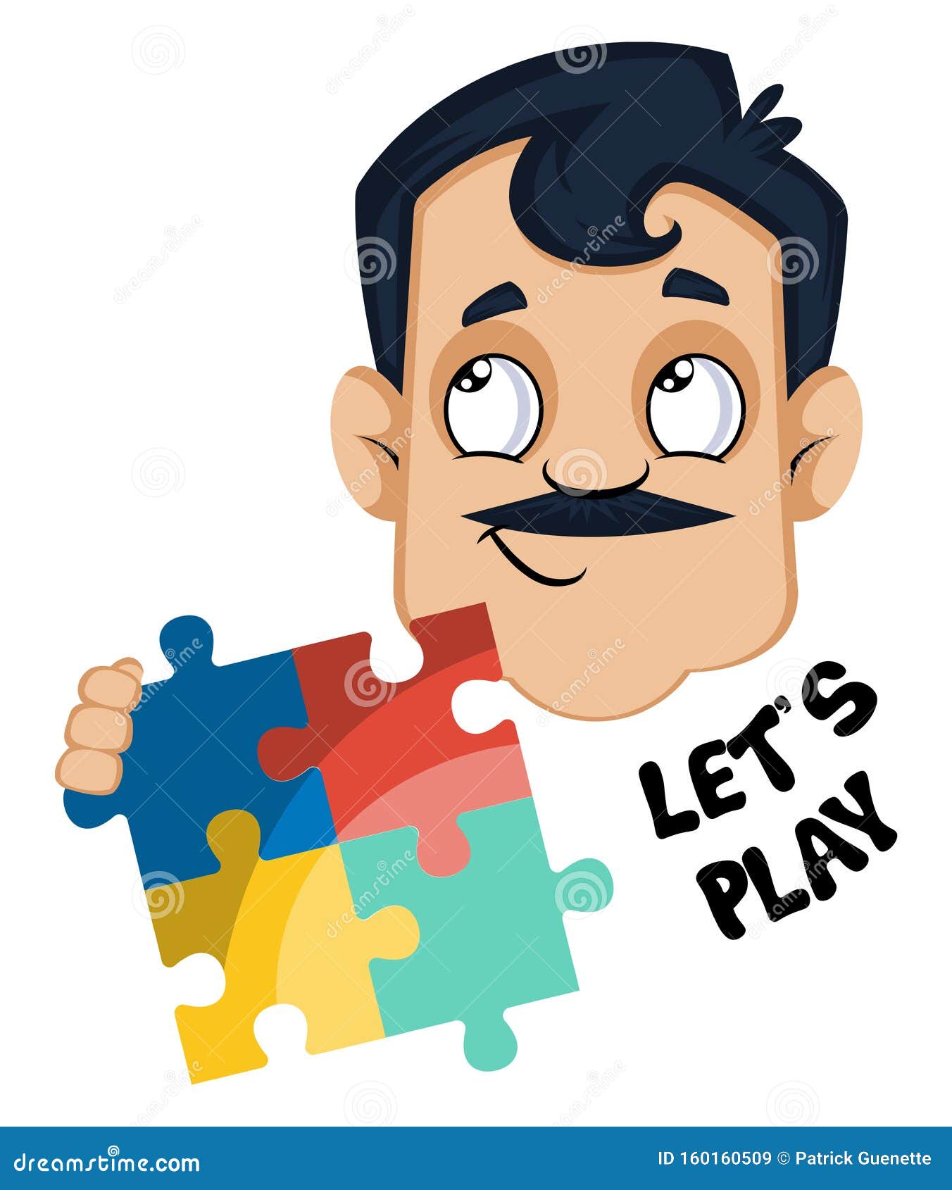 Man is Holding Puzzle, Illustration, Vector Stock Vector - Illustration ...