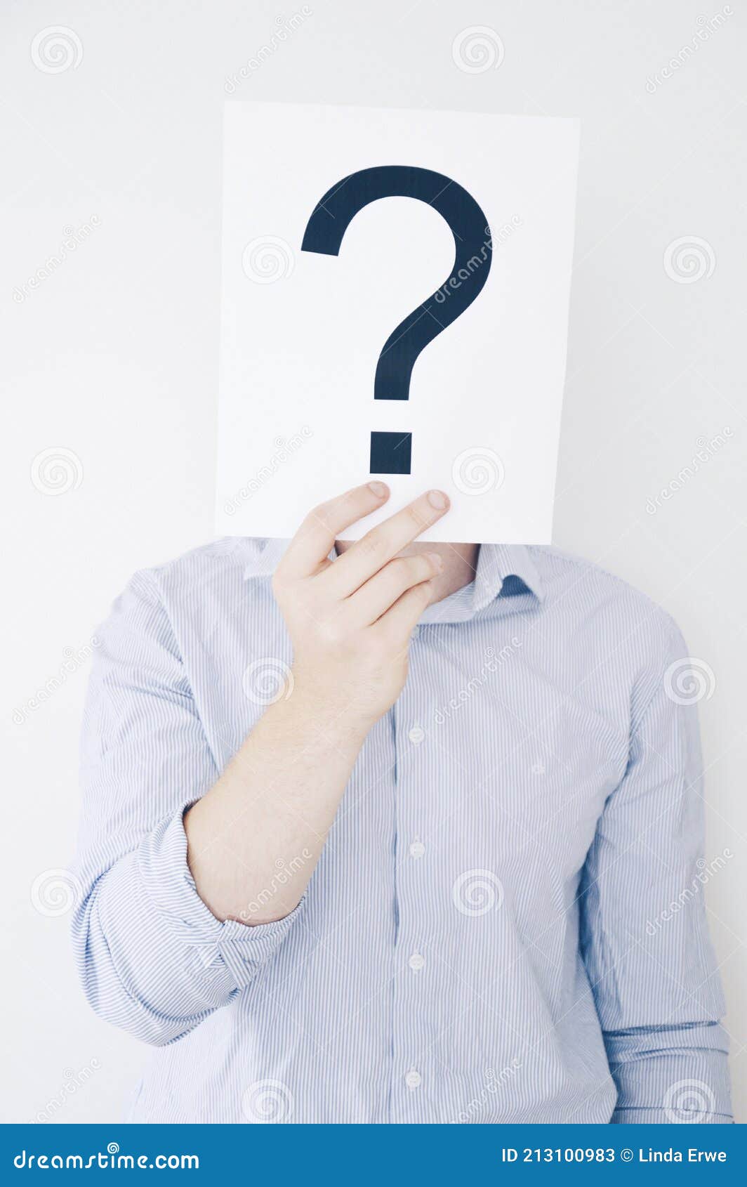 A Man Holding a Question Mark in Front of Head Stock Image - Image of ...