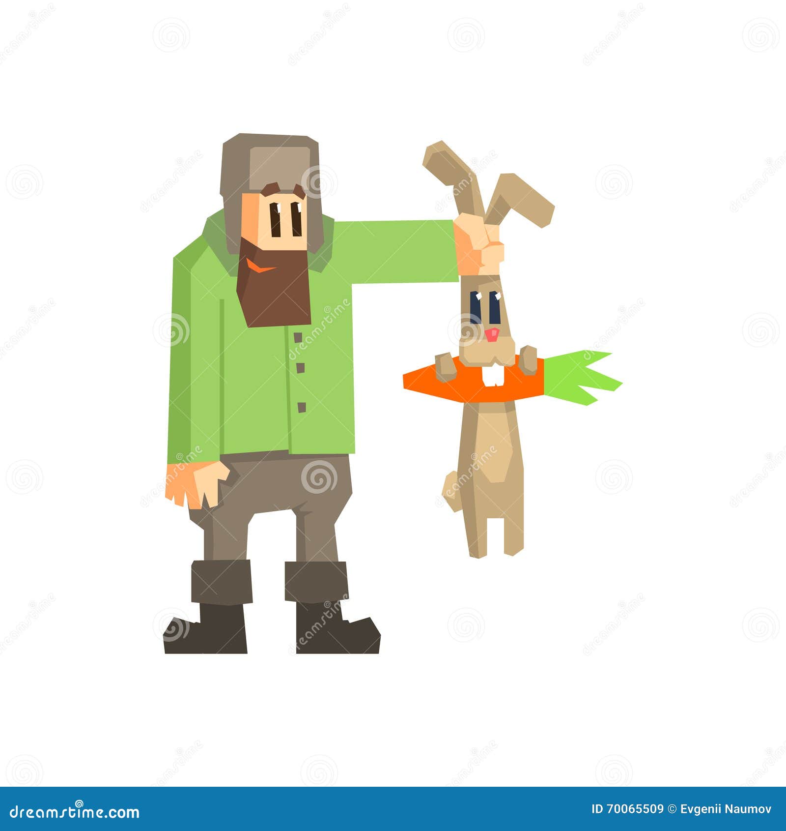Man Holding Rabbit by the Ears Stock Vector - Illustration of catching ...