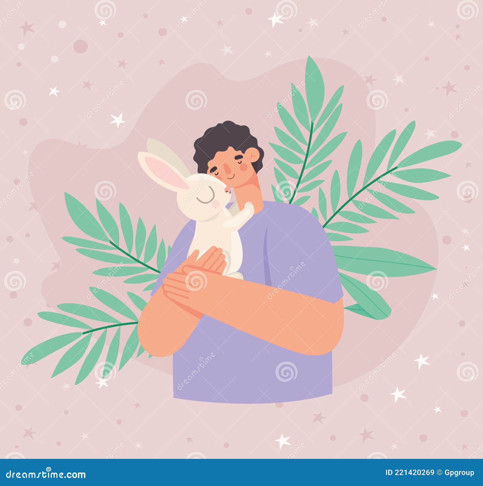 Man holding rabbit stock vector. Illustration of male - 221420269