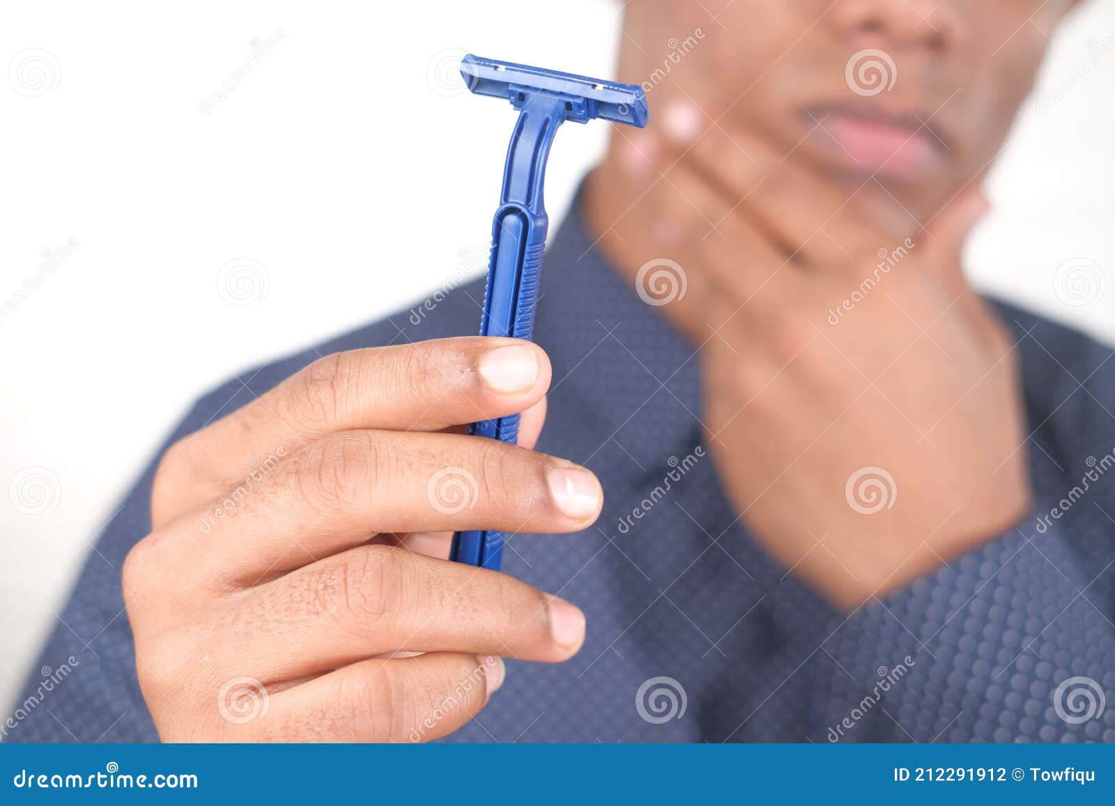 Man Holding Razor Isolated on White Stock Photo - Image of plastic ...
