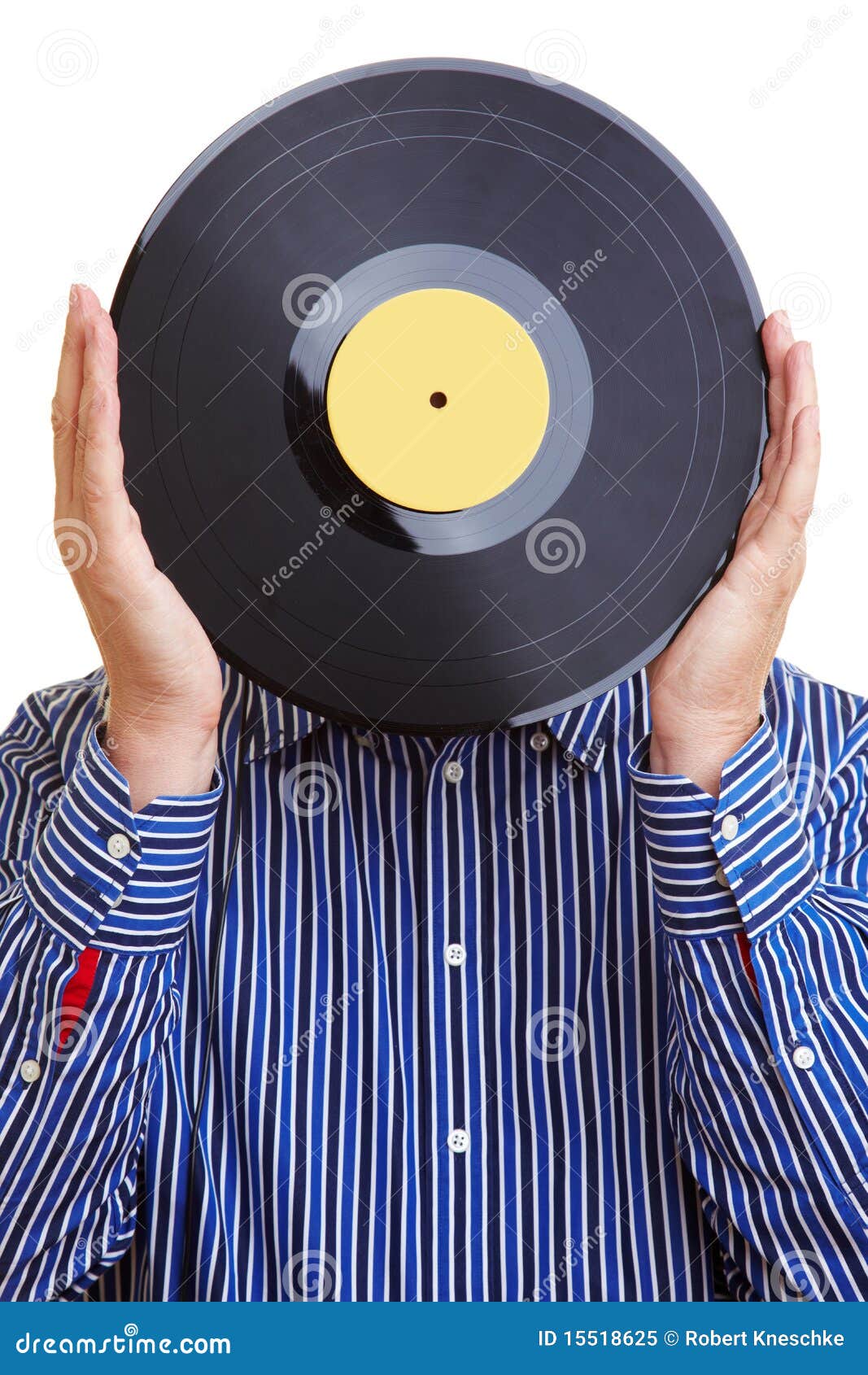 Man Holding Record in Front of His Stock Image - Image of humor, music ...